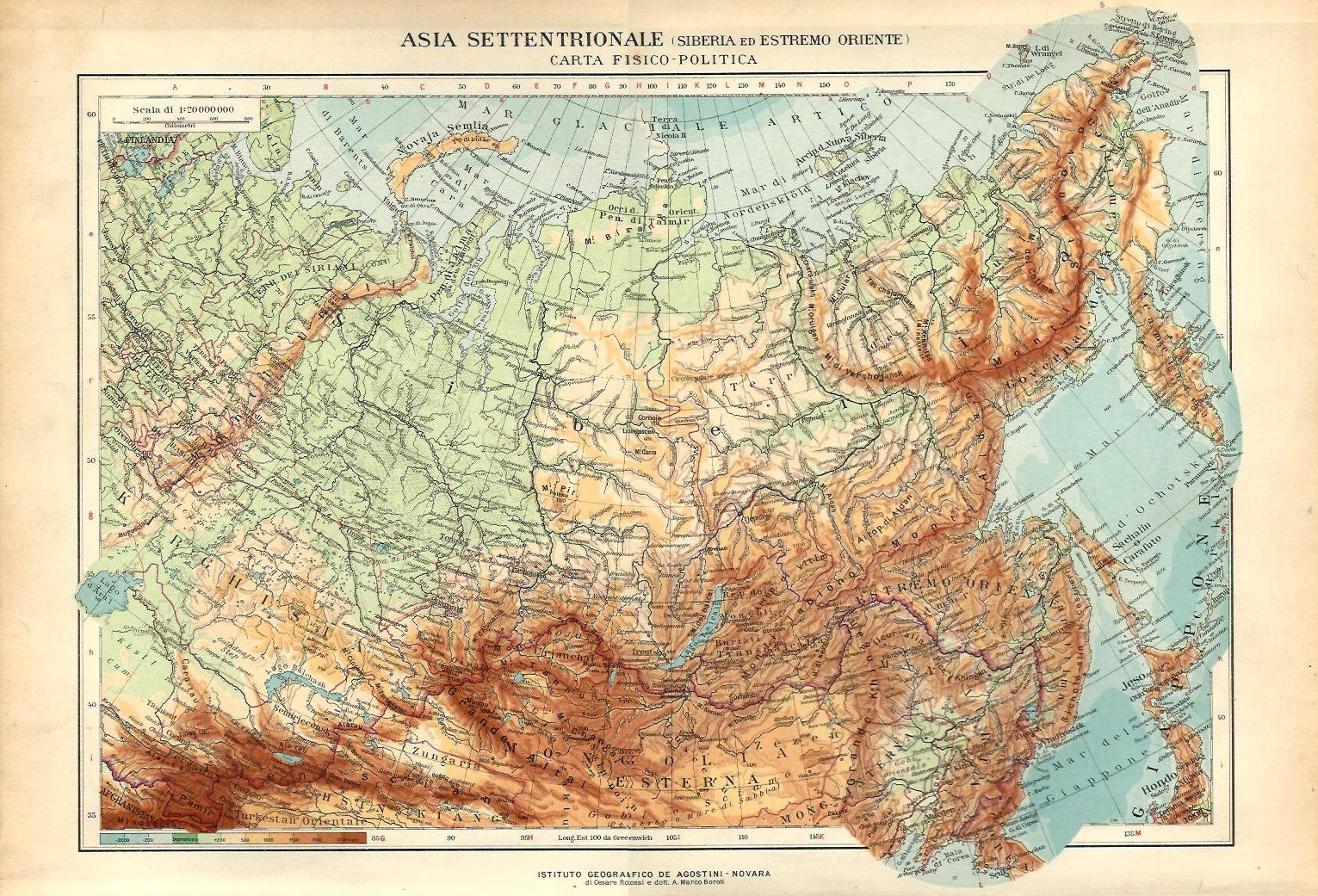 ASIA SETTENTRIONALE (SIBERIA ed ESTREMO ORIENTE) CARTA FISICO-POLITICA
